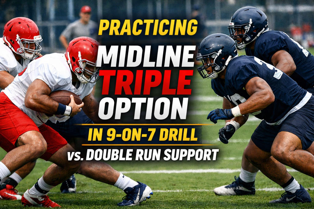 Practicing Midline Triple Option in 9-on-7 Drill vs. Double Run Support ...